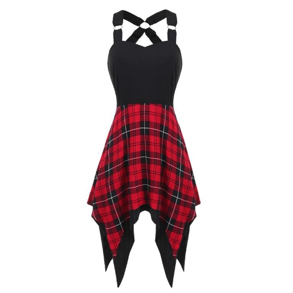 Dresses | Cross Back Plaid High Low Sweet Heart Dress | Poshmark